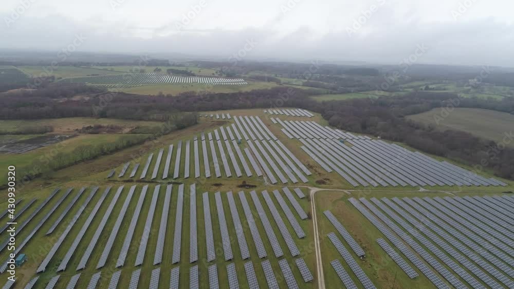 Solar farm from above in the English countryside Stock Video | Adobe Stock