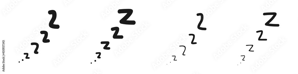 Zzz sleep waves set. Sleep signs hand-drawn isolated on white ...
