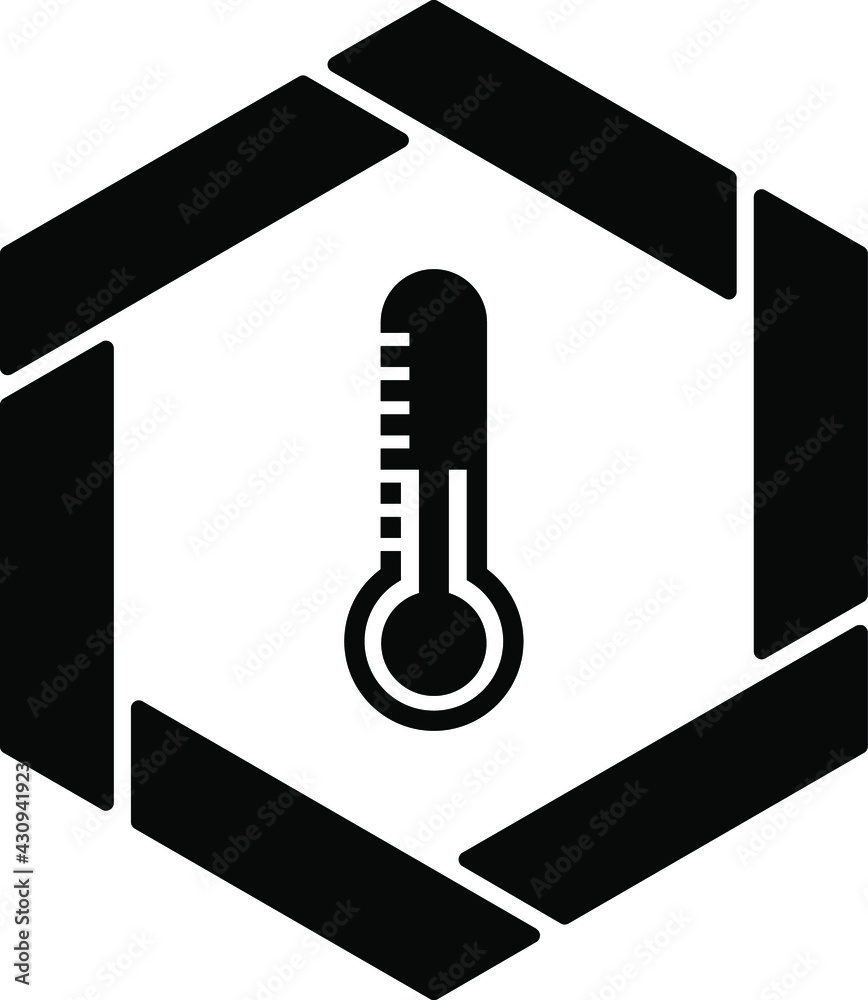 Overheating Concept, high temperature Warning Vector Icon Design, Black ...