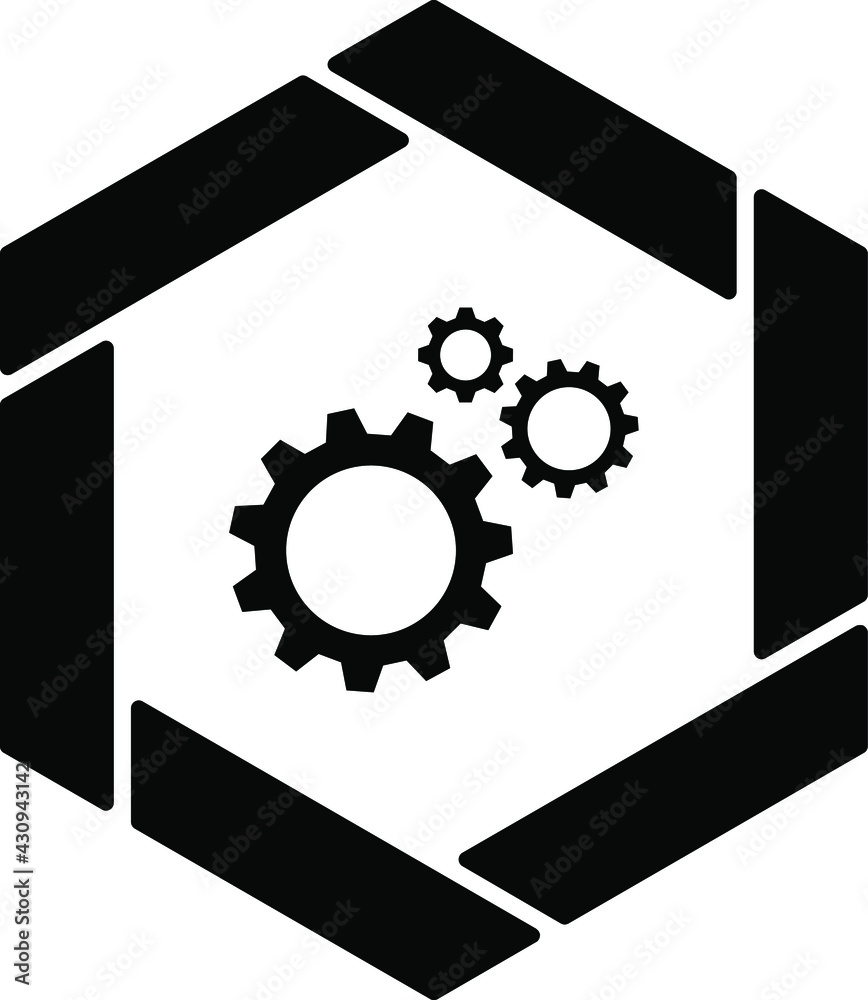 Cog Wheel and Gear in Motion concept Vector Icon Design, Black ...