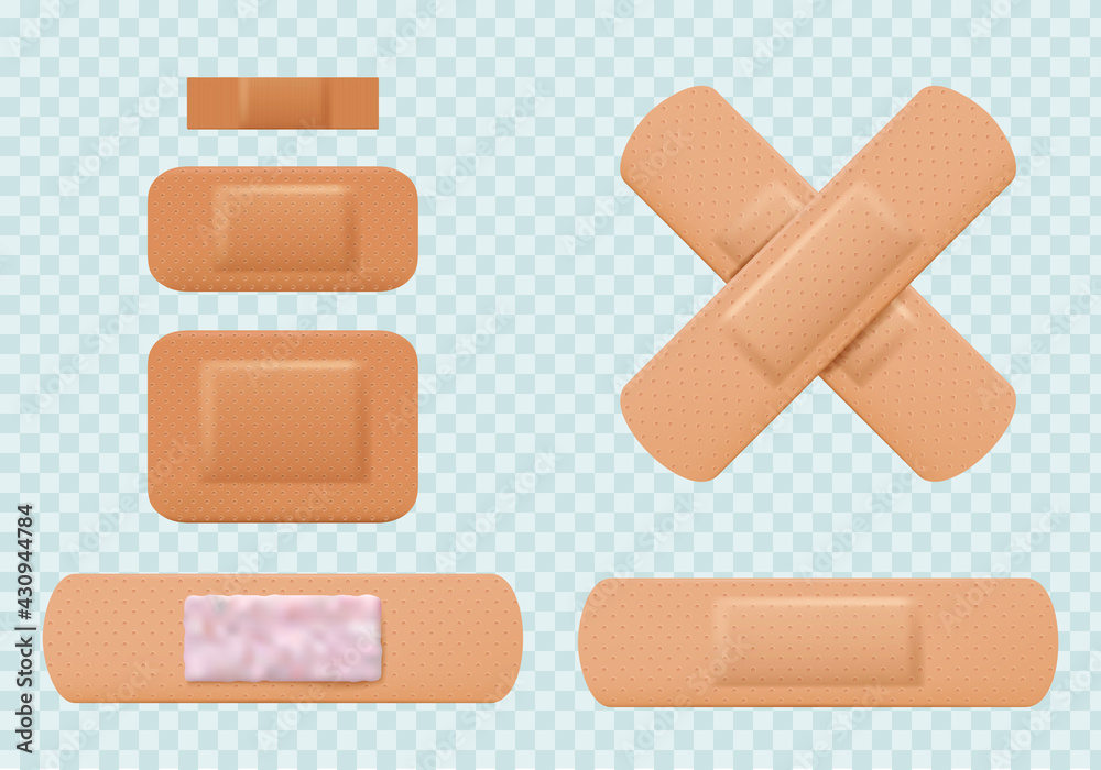 Vecteur Stock Medical plasters set isolated on transparent background ...