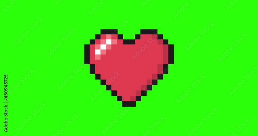 Heartbeat of a pixel heart. '8-bit style. Heart rate concept. Green ...