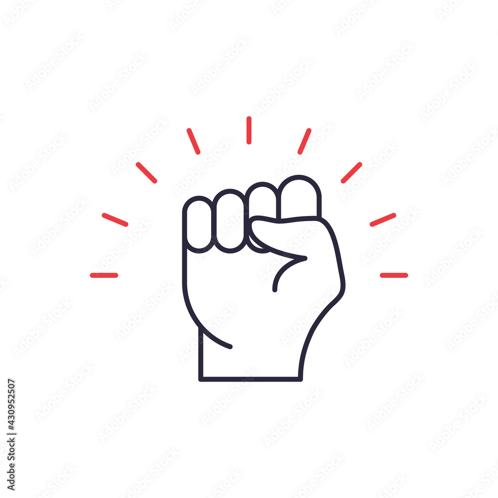 Black Lives Matter. Fist Hand up Line Icon. Fist raised up. Girl Power ...