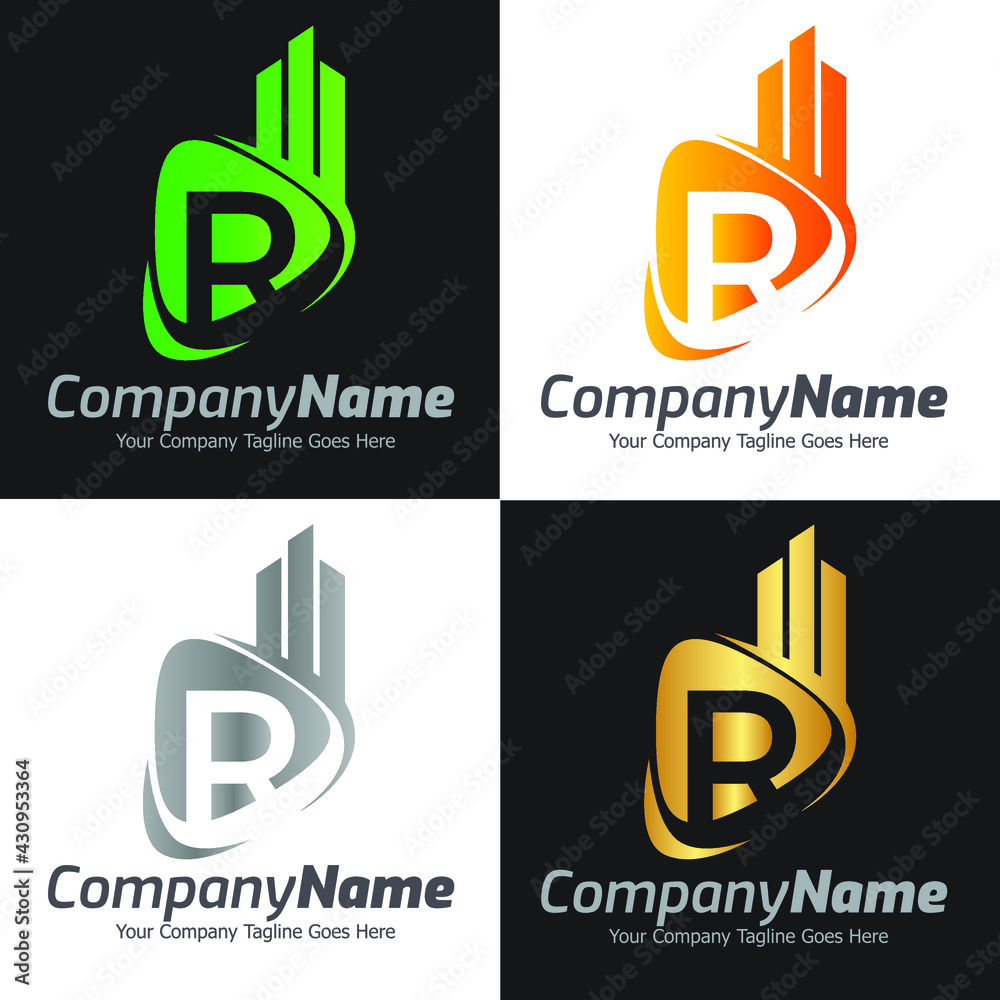 Letter R vector logo template, Colorful Letter R logo, Real Estate ...