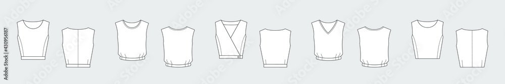 Female tank top female vector template set isolated on a grey ...