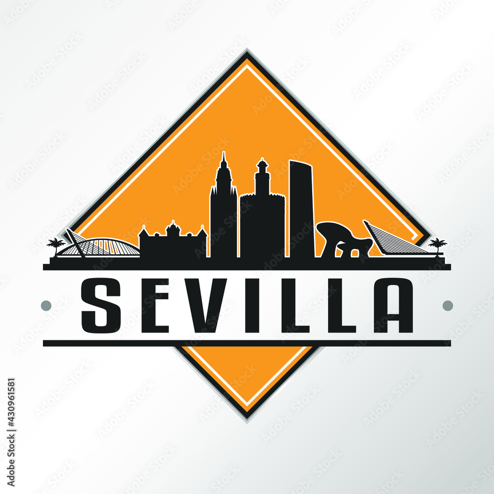Seville Spain Skyline Logo. Adventure Landscape Design Vector ...
