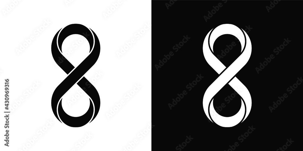 Infinity symbol design isolated on white and black background. Vector ...