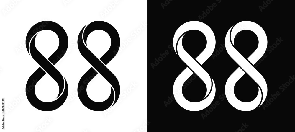 Infinity symbol design isolated on white and black background. Vector ...