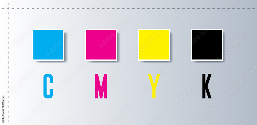 CMYK colors concept. Provider of printer ink and toner, letterpress ...