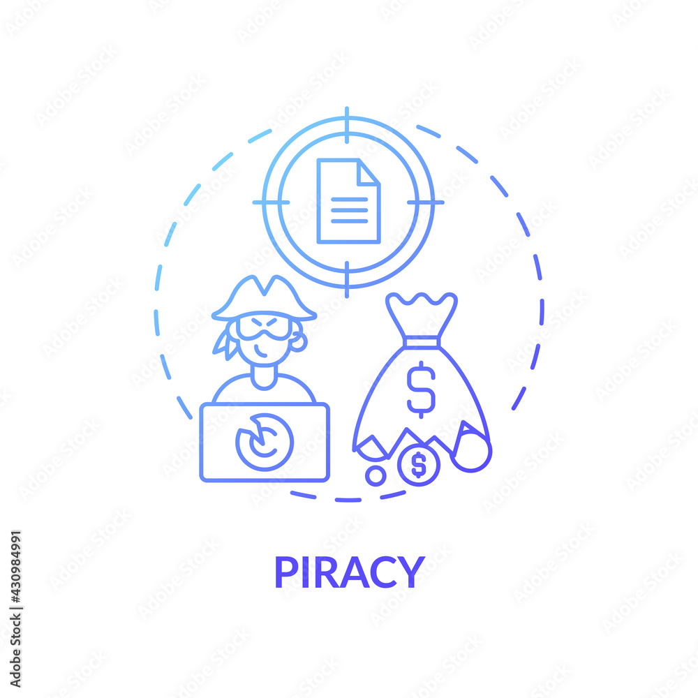 Piracy concept icon. Copyright infringement type idea thin line ...