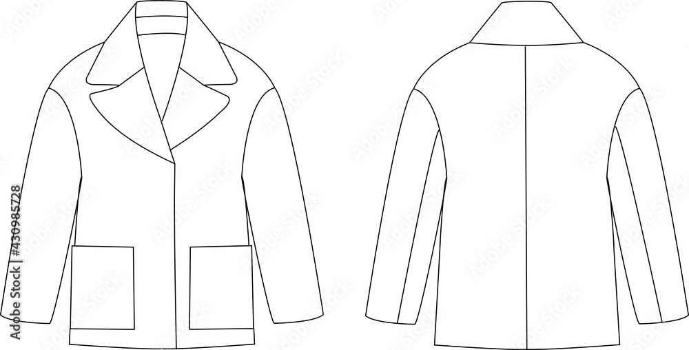 Jacket vector illustration isolated on white background, front and back ...