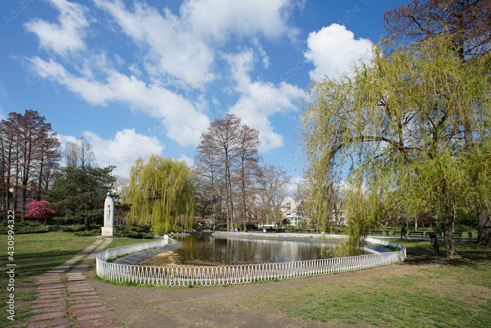 Novi Sad, Serbia - April 7th, 2021: Danube Park is an urban park in ...
