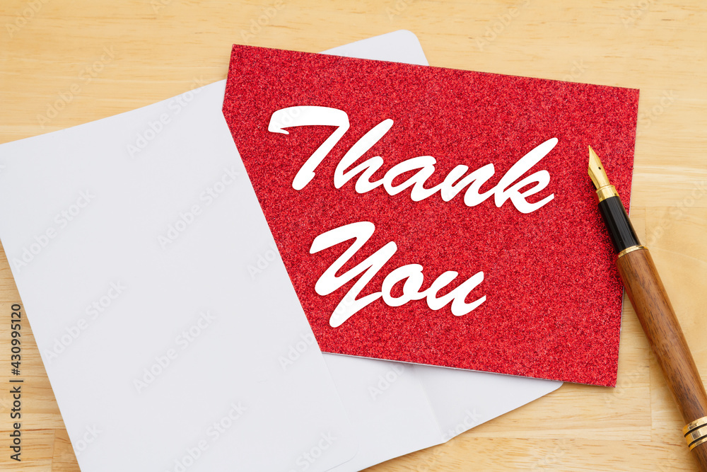 Thank you red glitter greeting card Stock Photo | Adobe Stock