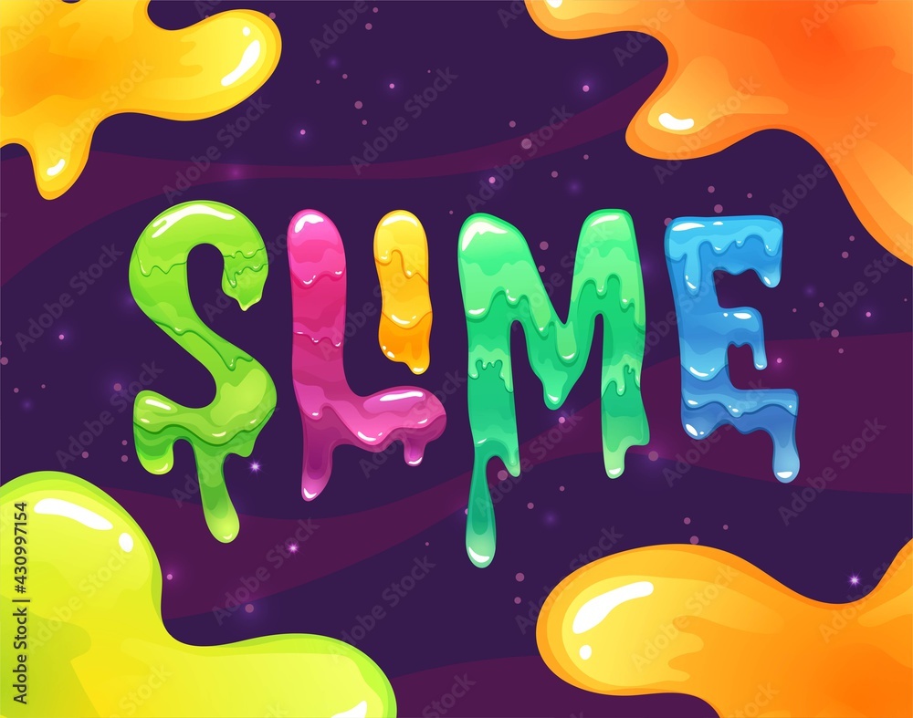 Slime hand lettering text. Bright jelly letters. Cartoon vector ...