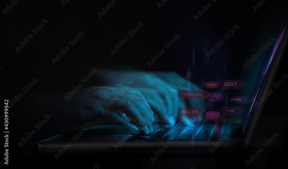 Cyber Bullying and Racist via Internet Concept. World Social Issue ...