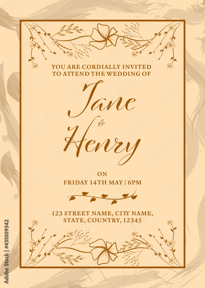 Elegant Wedding Invitation Card Design With Venue Details. Stock Vector ...