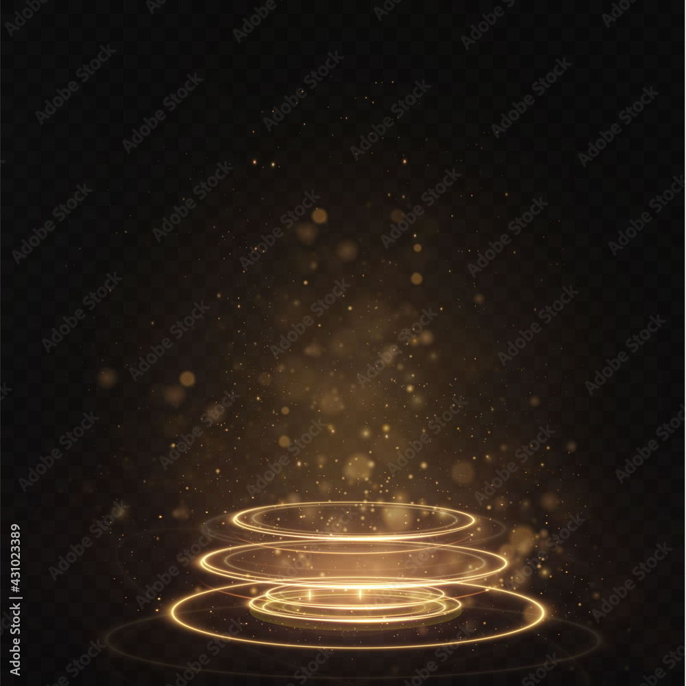 Portal set light effect hologram. Magic circle teleport podium. Sky-fi ...