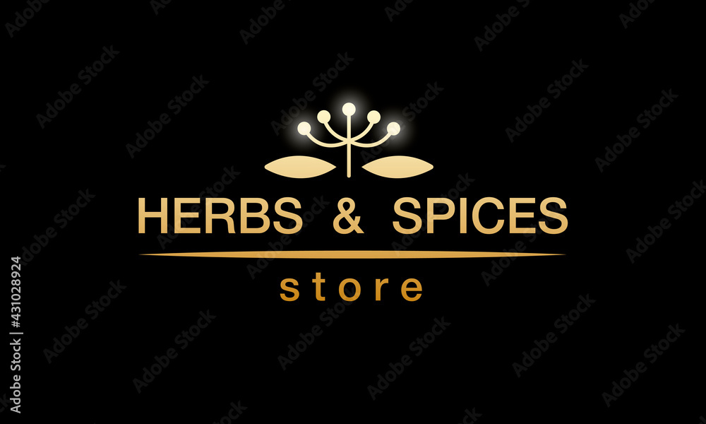Vector illustration of herbs and spices store logo with changeable text ...