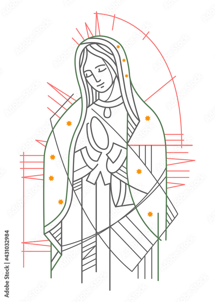 Digital illustration of Our Lady of Guadalupe Stock Vector | Adobe Stock