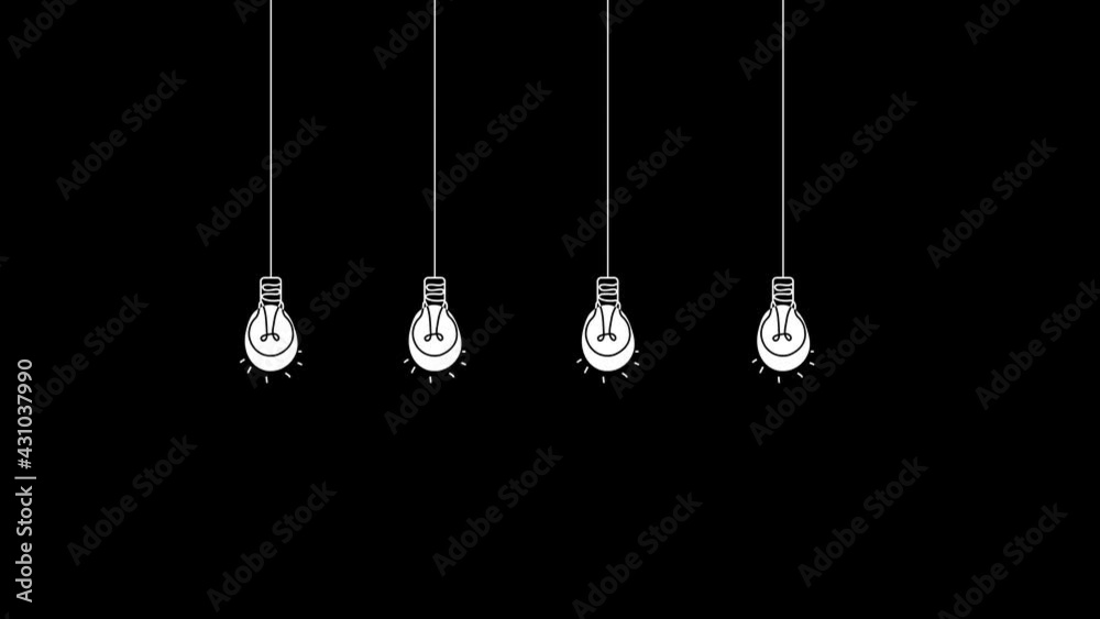 Light bulb animation on y background vector illustration cartoon flat ...