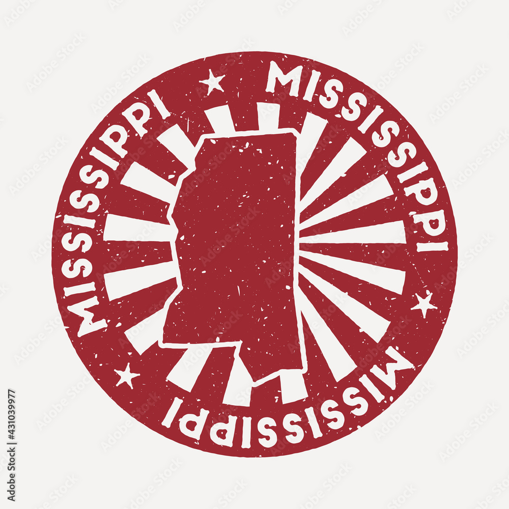 Mississippi stamp. Travel red rubber stamp with the map of us state ...