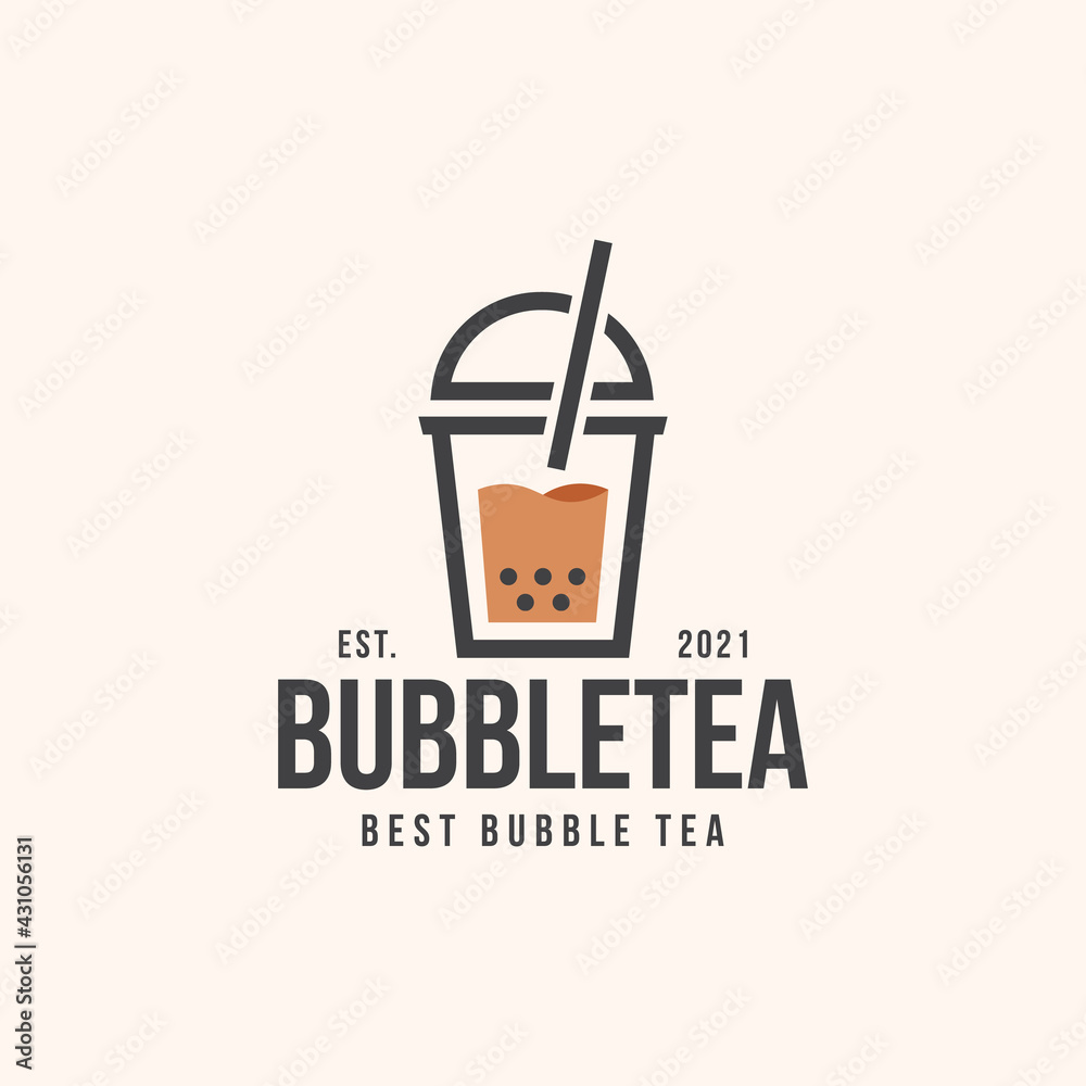 bubble tea boba logo template vector Stock Vector | Adobe Stock