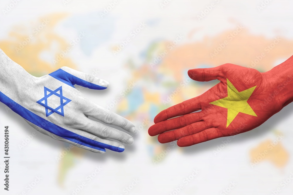 Israel and Vietnam - Flag handshake symbolizing partnership and ...