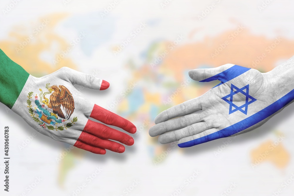 Israel and Mexico - Flag handshake symbolizing partnership and ...