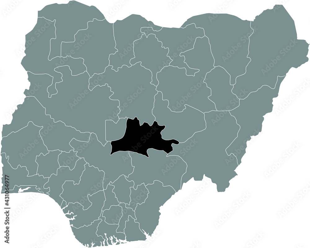 Black highlighted location map of the Nigerian Nasarawa state inside ...