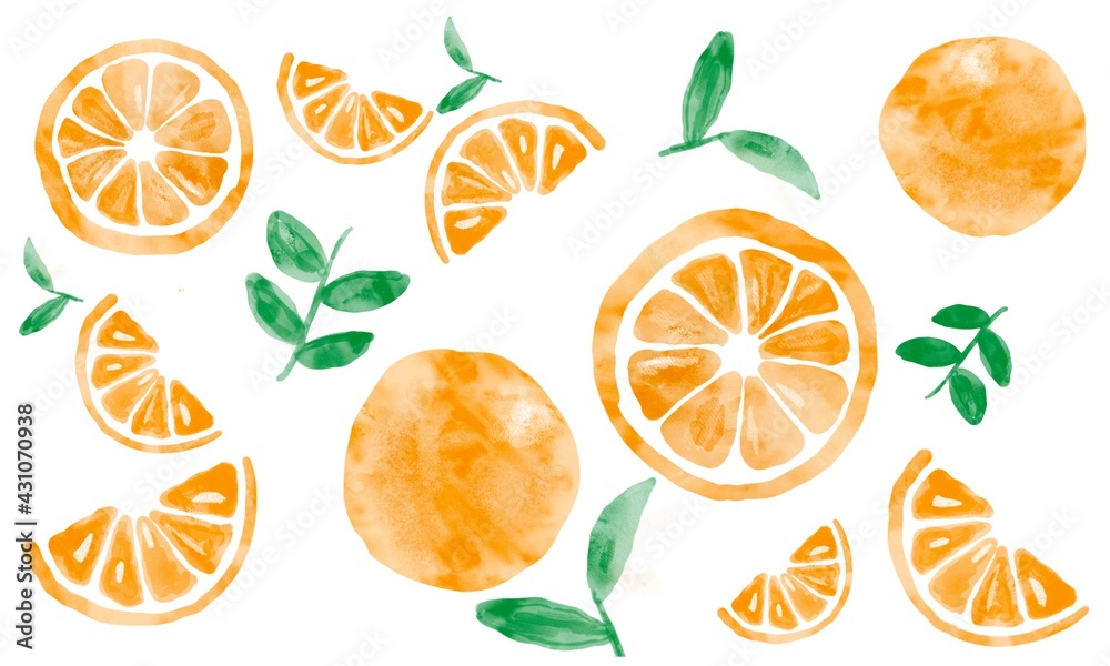 Orange Fruit Watercolor Clipart Patterns Stock Illustration | Adobe Stock