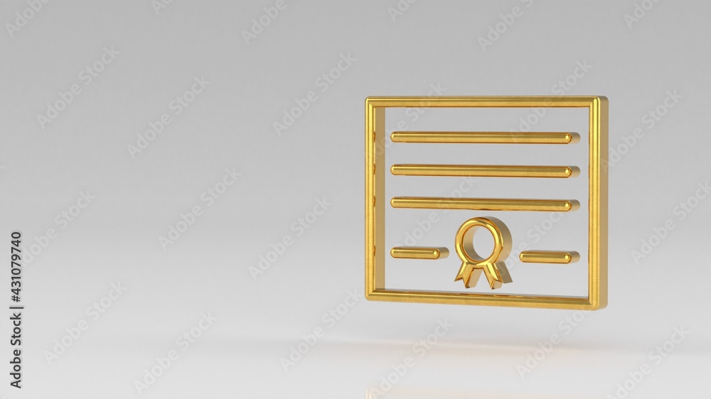 Gold certificate grant sign isolated on gray white background ...