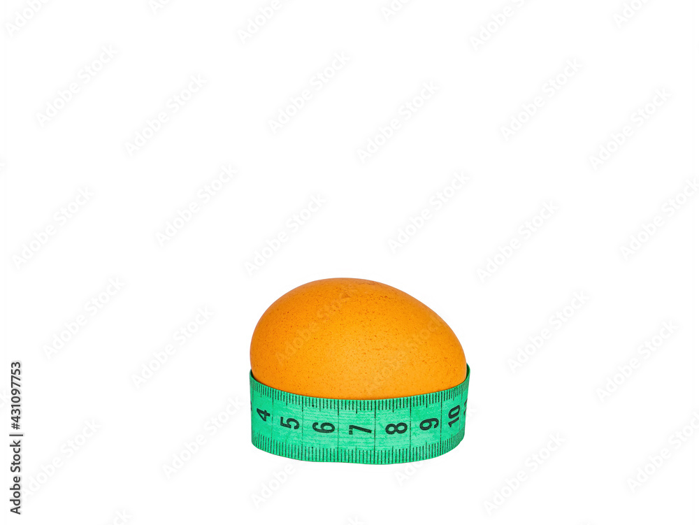 Measure the size of a chicken egg with a meter. Chicken eggs. Measuring ...