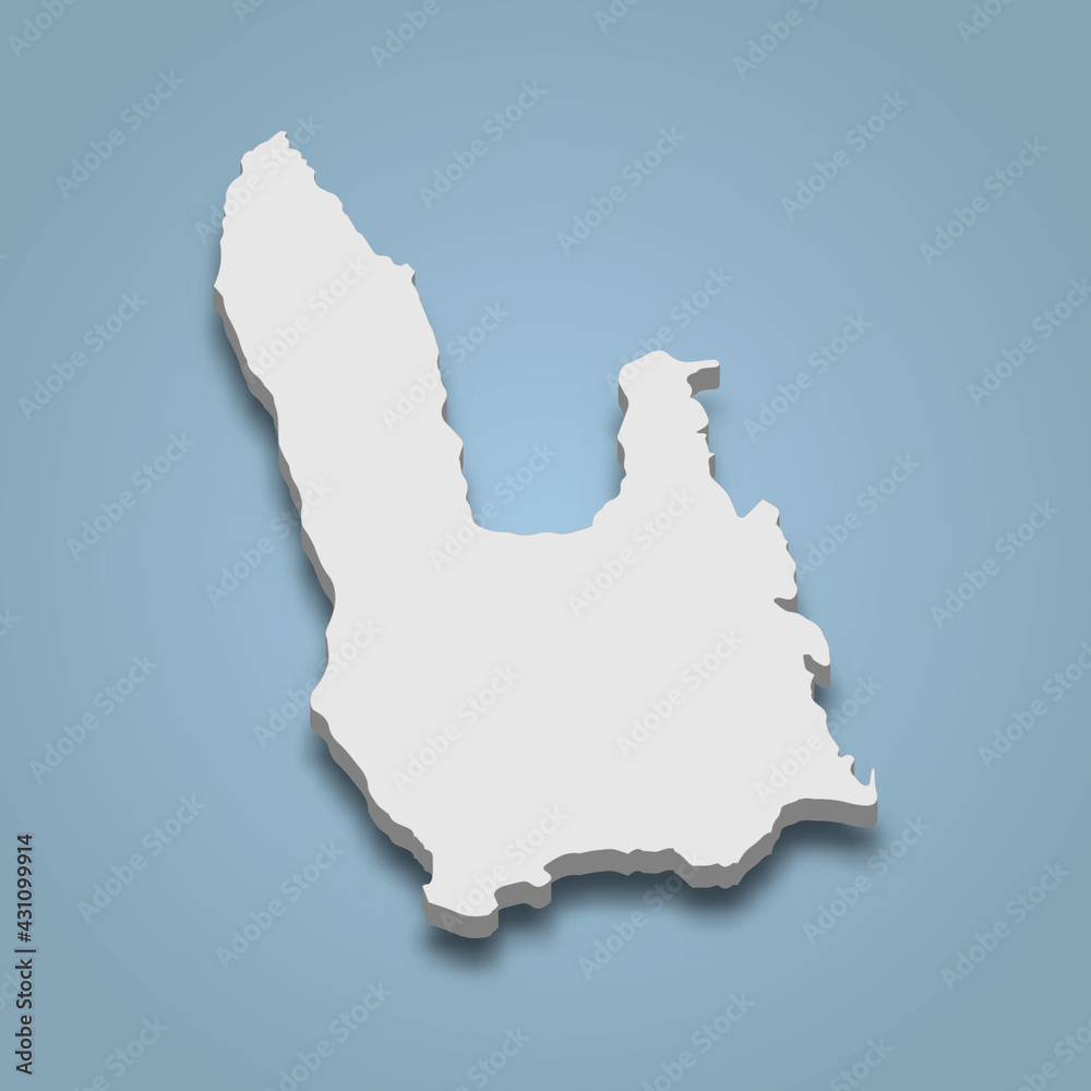 3d Isometric Map Of Espiritu Santo Is An Island In Vanuatu Stock Vector