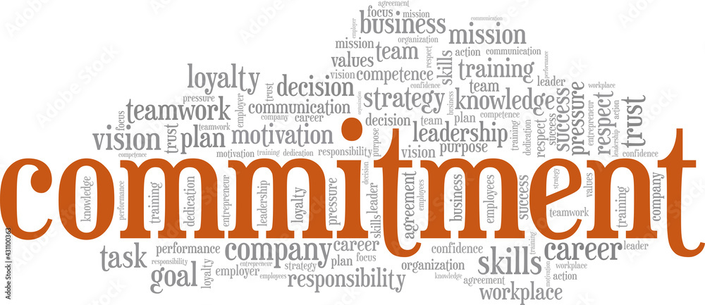 Commitment vector illustration word cloud isolated on a white ...