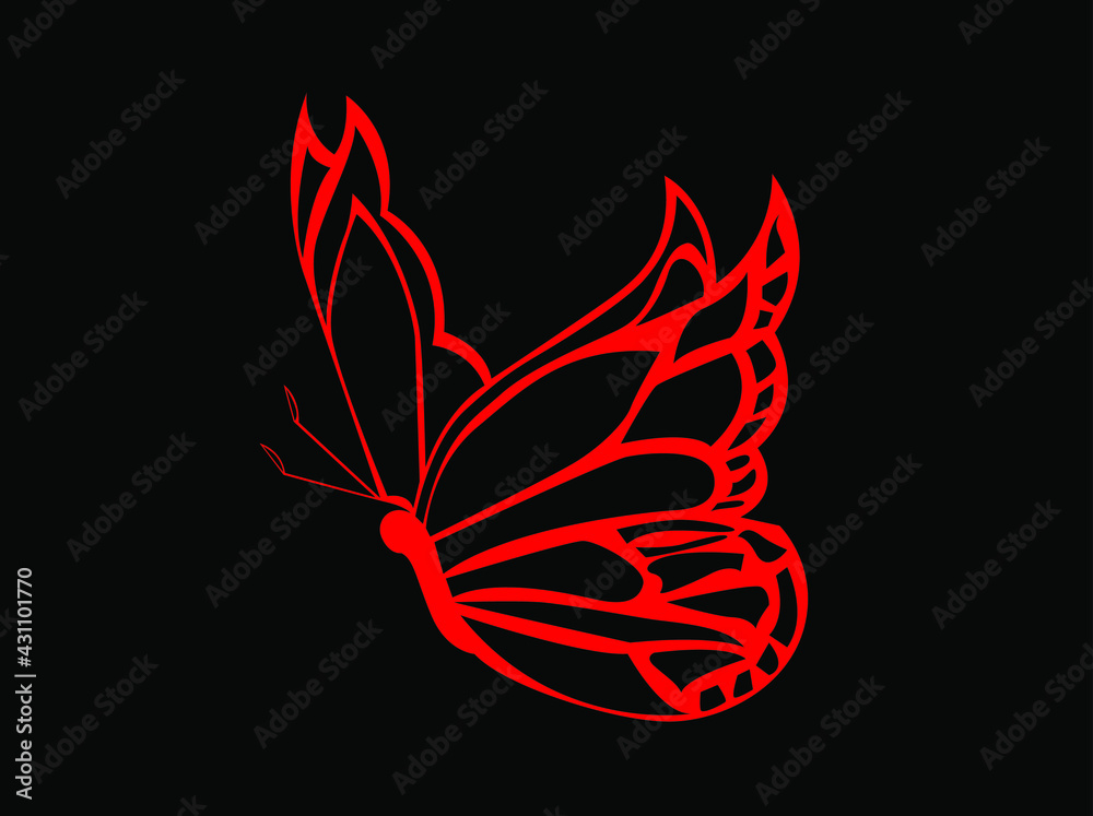 Beautiful Red butterfly isolated on black background - vector ...