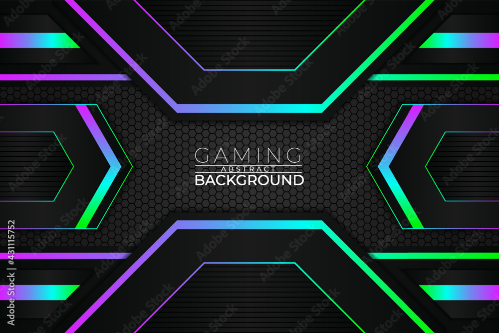 Modern Futuristic Colorful Gaming Concept Glow in The Dark Background ...