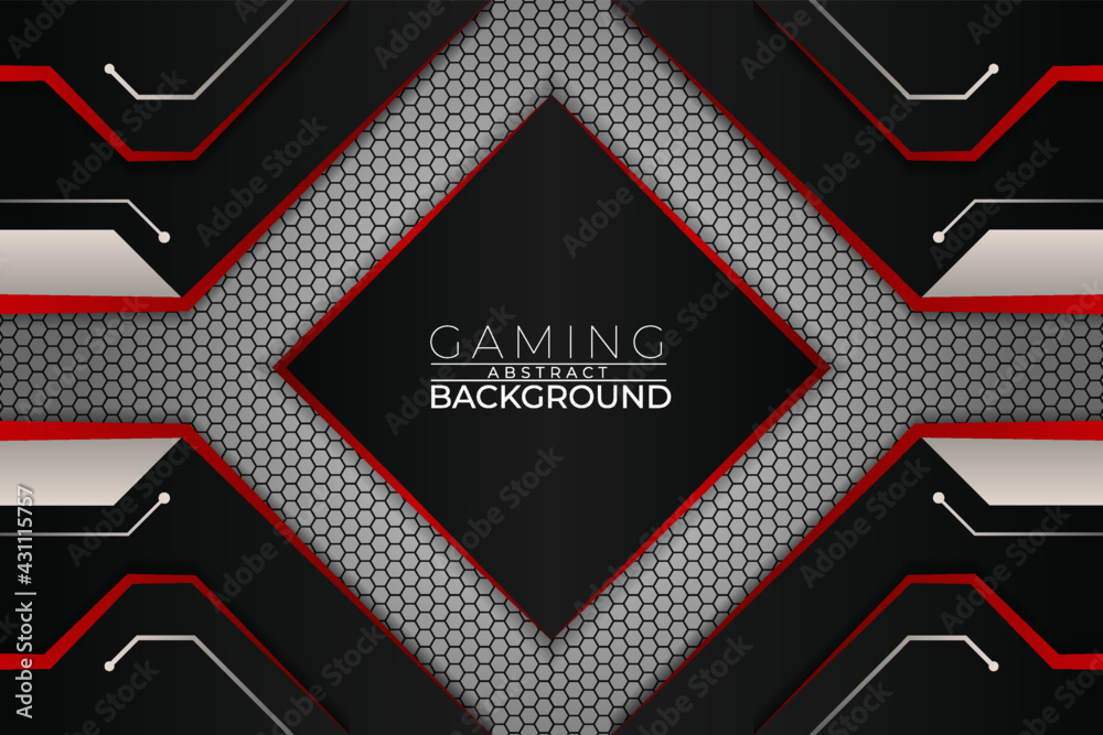 Modern Futuristic Gaming Concept Banner Background Red and Black with ...
