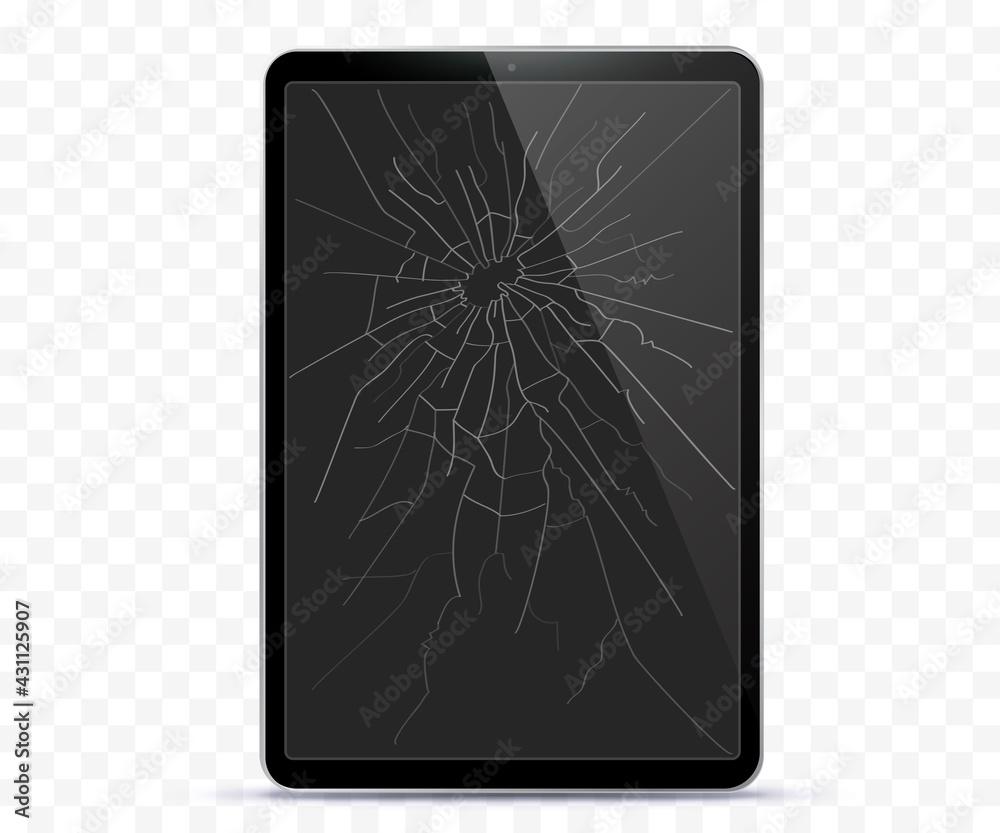 Broken Tablet Computer Screen Vector Illustration With Transparent ...