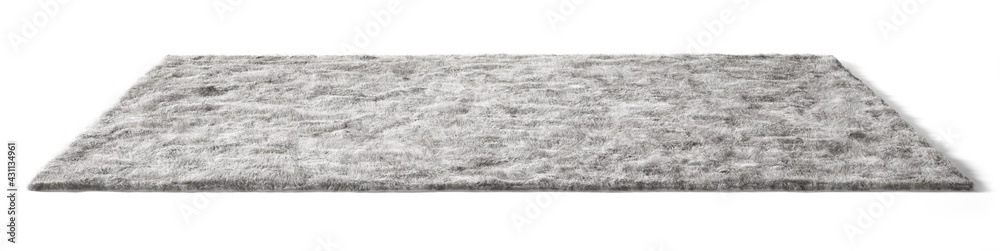 Gray fluffy carpet. Isolated with clipping path. 3d illustration ...