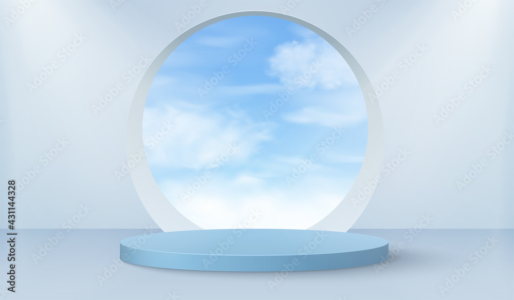 3d platform scene for demonstration of cosmetic products. Podium with ...