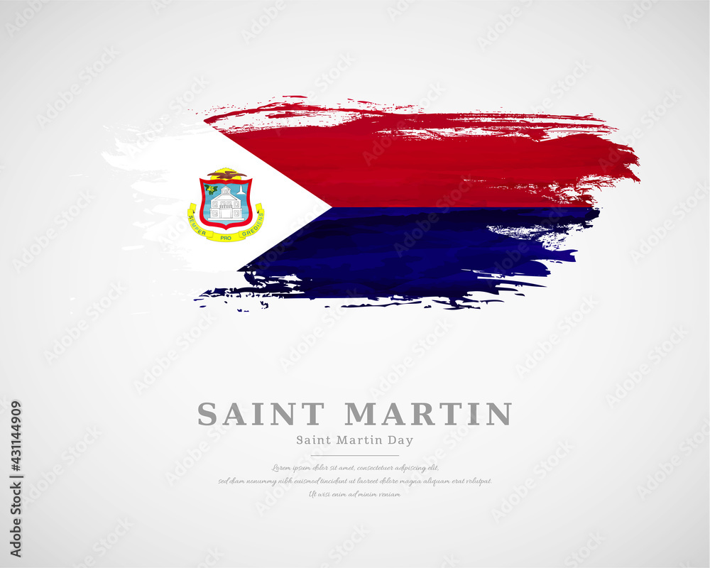 Happy national day of Saint Martin with artistic watercolor country ...