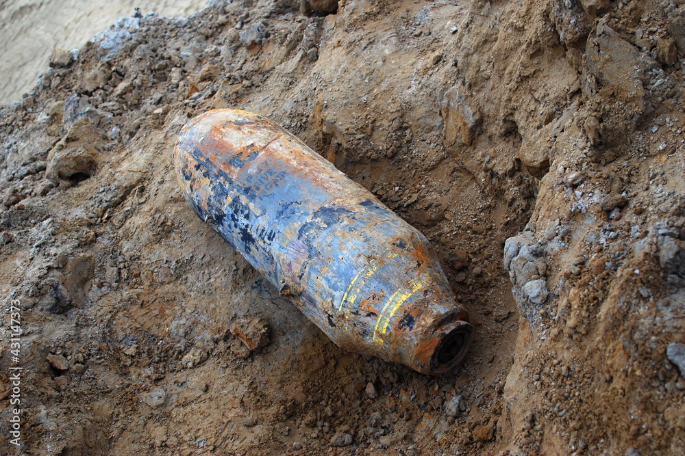 Unexploded US 500 lb air bomb from World War II Stock Photo | Adobe Stock