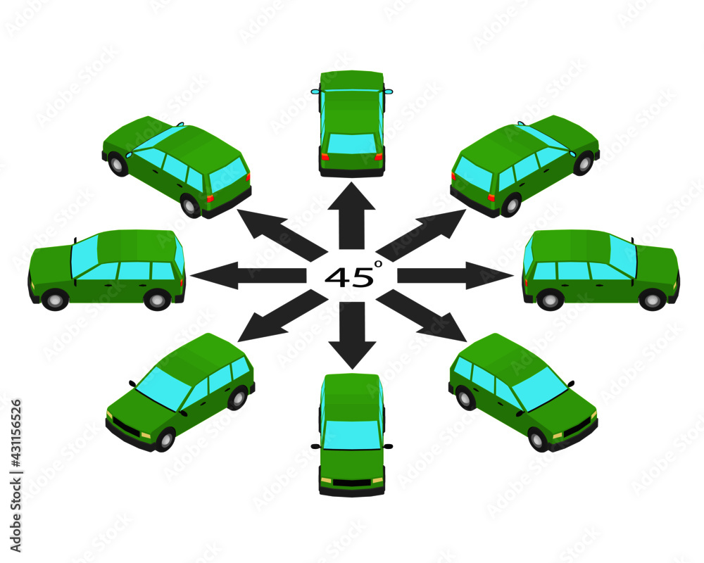 Rotation of the station wagon car by 45 degrees. Estate car in ...