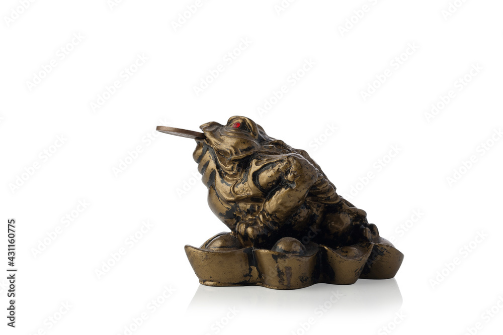 Chinese Feng Shui lucky money frog with coin isolated on white ...