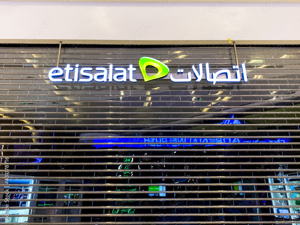 Etisalat Business Logo sign in shopping mall for telecommunications in ...
