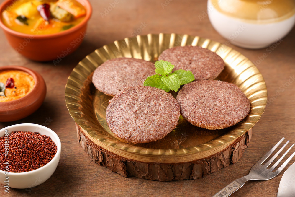 South Indian breakfast Ragi Idly, nachni idly, finger millet Idli in ...