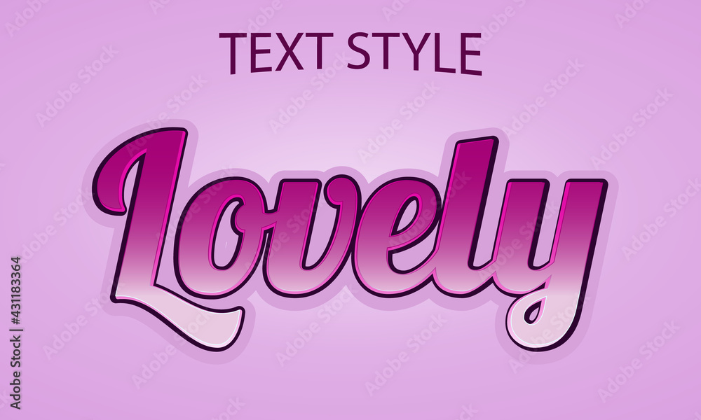 Lovely Text Effect Vectors, Set Elegant Pink purple Abstract valentine ...