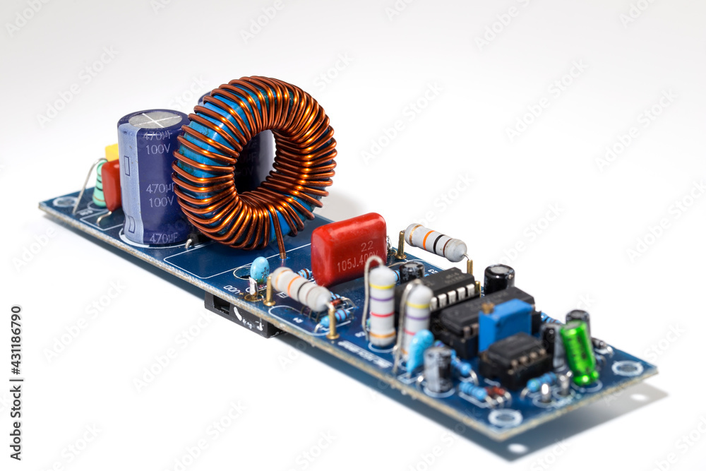 Copper wire coils on circuit board, the circuit board of modern ...