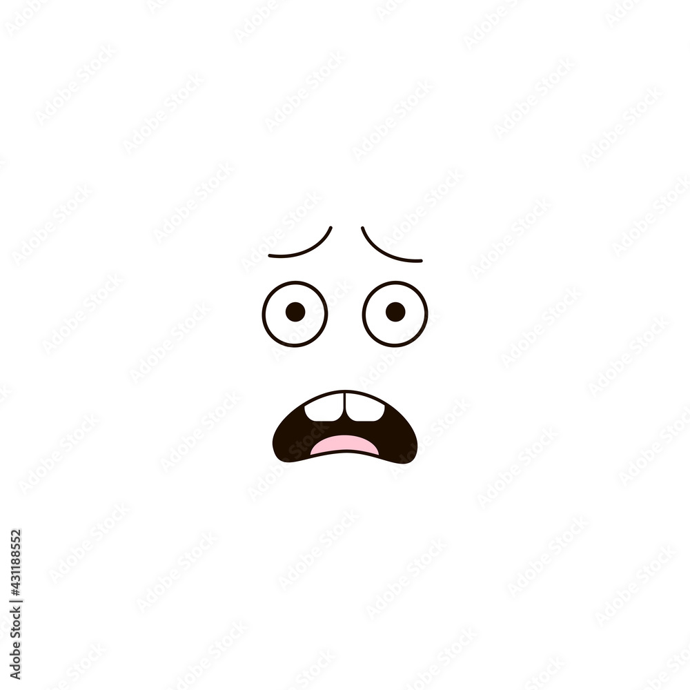 Cute scared kawaii face expression clipart isolated on white. Funny ...