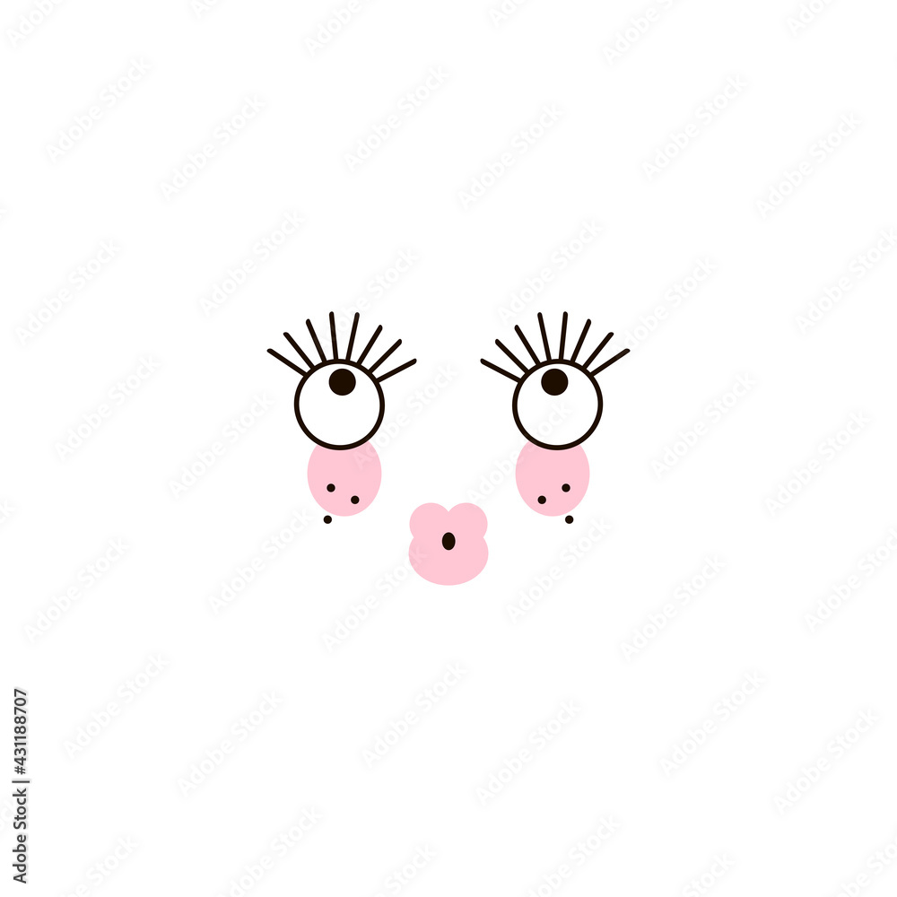 Cute silly kawaii face expression clipart isolated on white. Funny ...